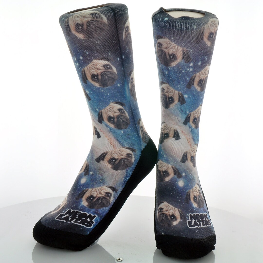 Pugs in Space Sock | Galaxy Pug - Hand Printed in USA - Pug Gift | Dog ...