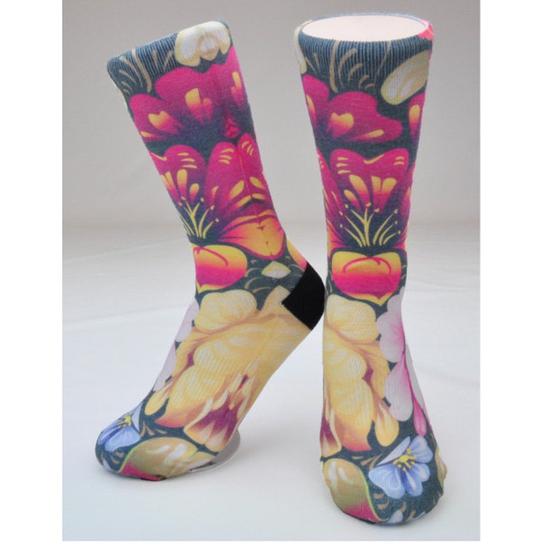 Floral Socks - Hand Printed in USA - Hawaii Socks | Hawaiian Flowers ...