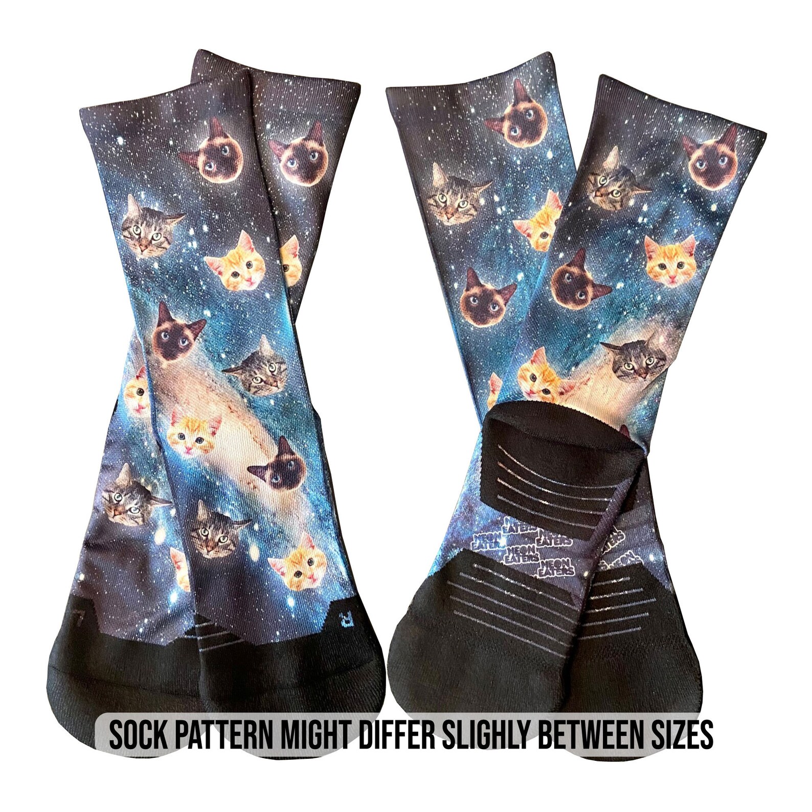 Cats in Space Socks Galaxy Cat Sock Hand Printed in USA - Etsy