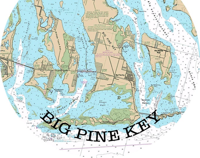 Big Pine Key, Map of Florida Keys, Round or Square Coasters, Fisherman ...