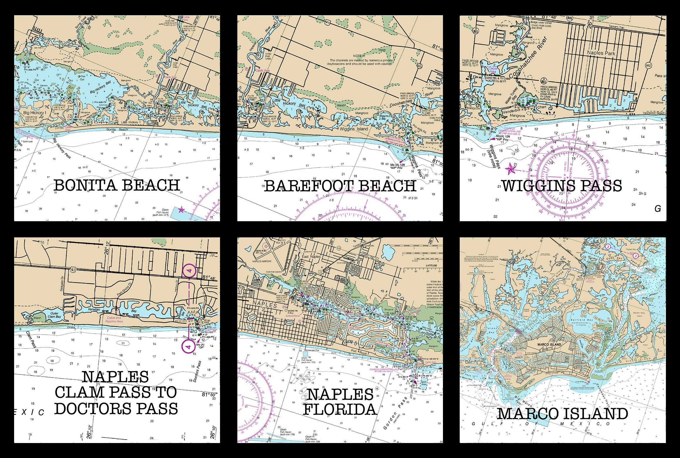 Marco Island, Florida Water, Map of Florida, Round or Square Coasters ...