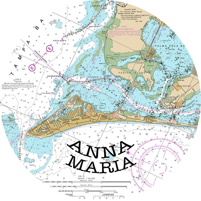 Anna Maria Island, Map of Florida, Round or Square Coasters, Fisherman ...
