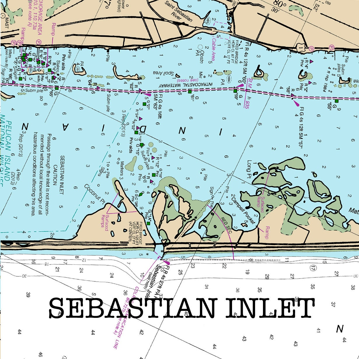 Sebastian Inlet Map of Florida Round or Square Coasters - Etsy