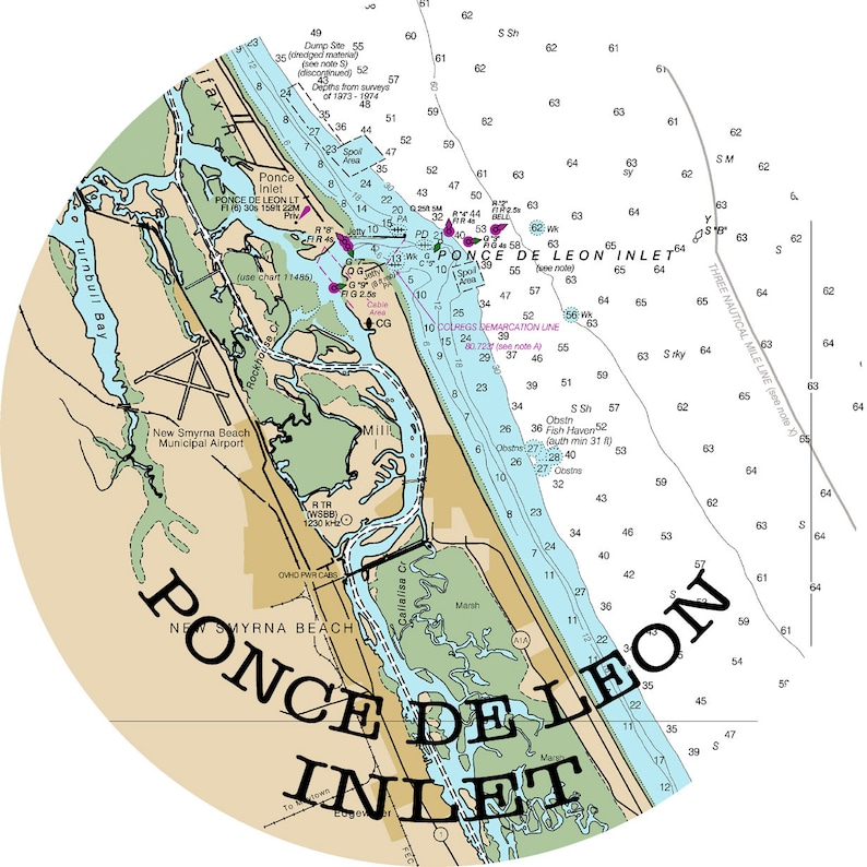 Ponce De Leon Inlet, Map of Florida, Round or Square Coasters ...