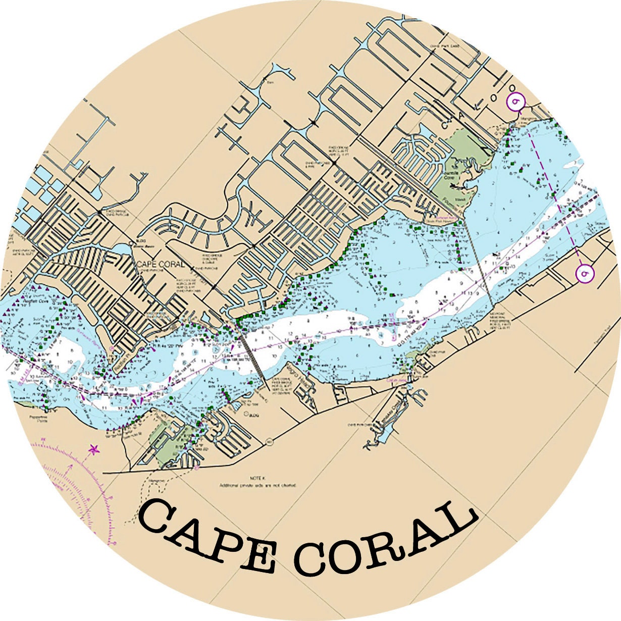 Cape Coral, Map of Florida, Round and Square Coasters, Florida Water ...