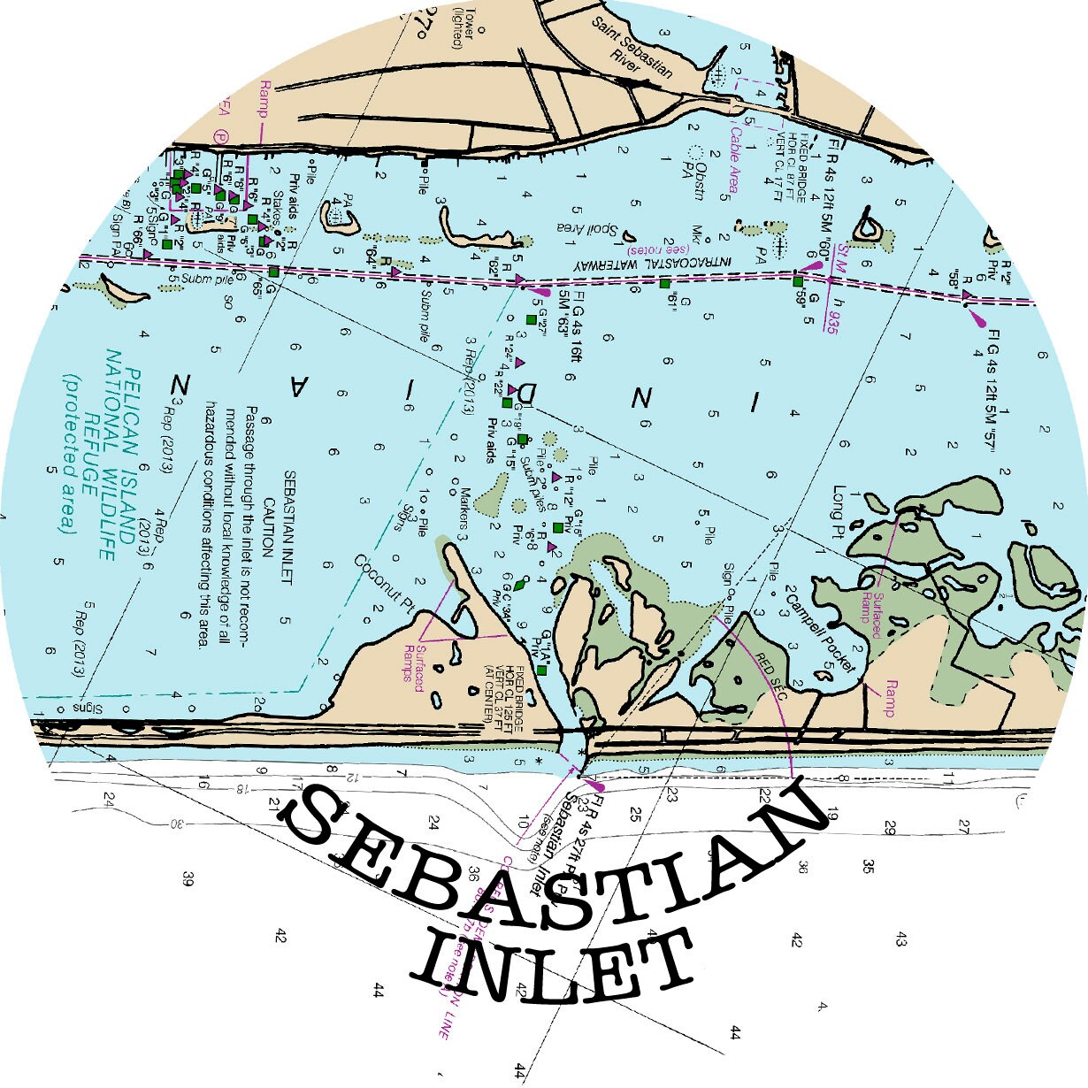 Sebastian Inlet, Map of Florida, Round or Square Coasters, Fisherman ...