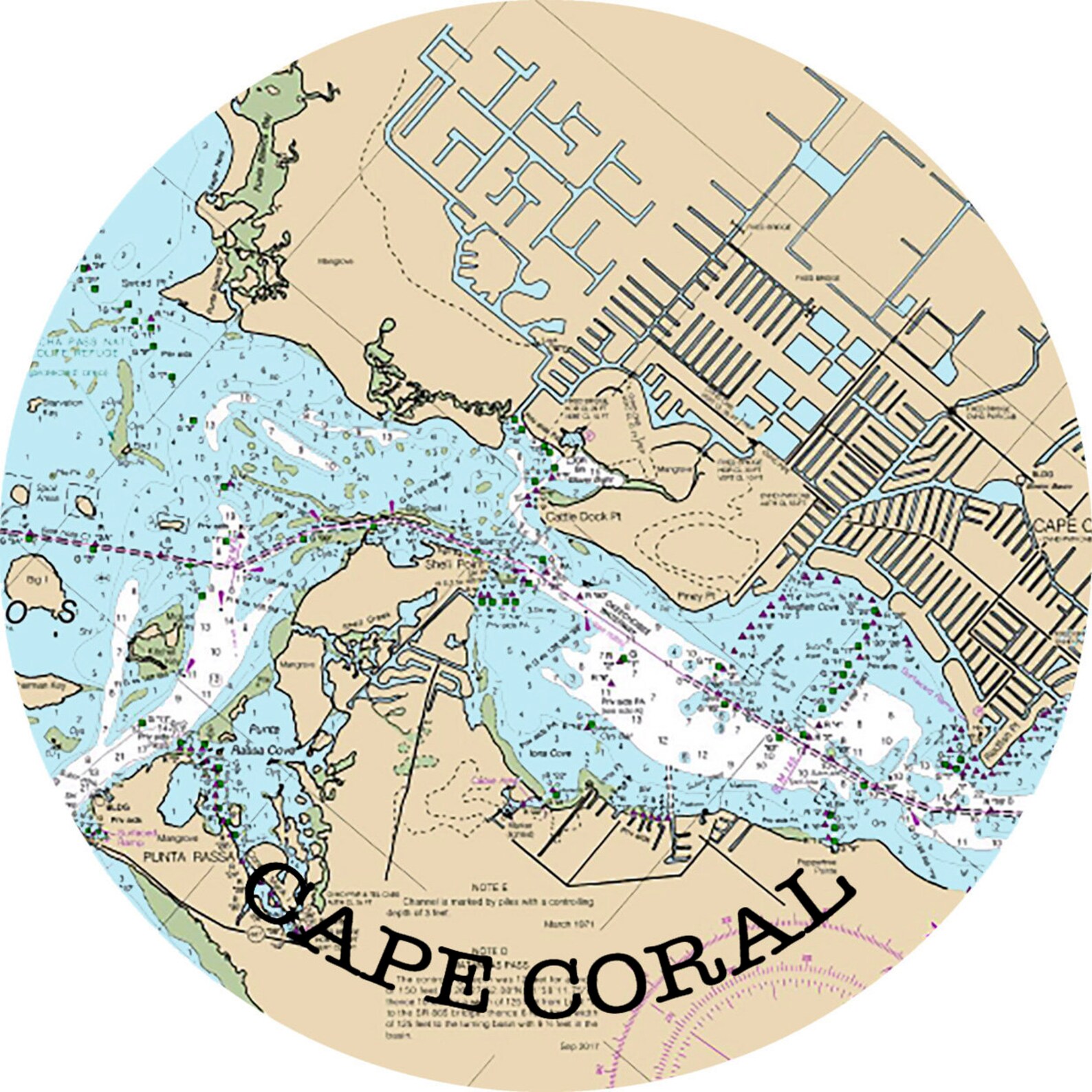 Cape Coral, Map of Florida, Round and Square Coasters, Florida Water ...