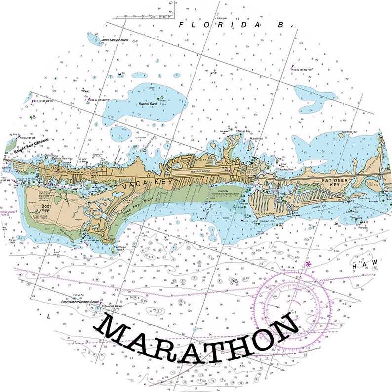 Big Pine Key, Map of Florida Keys, Round or Square Coasters, Fisherman ...