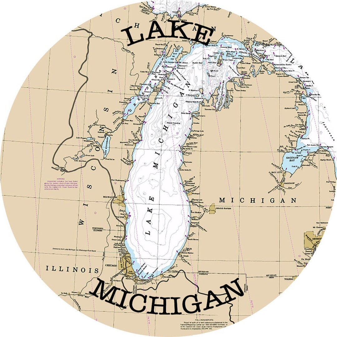 Michigan Print, Round or Square Coasters, Great Lakes Map, Lake House ...