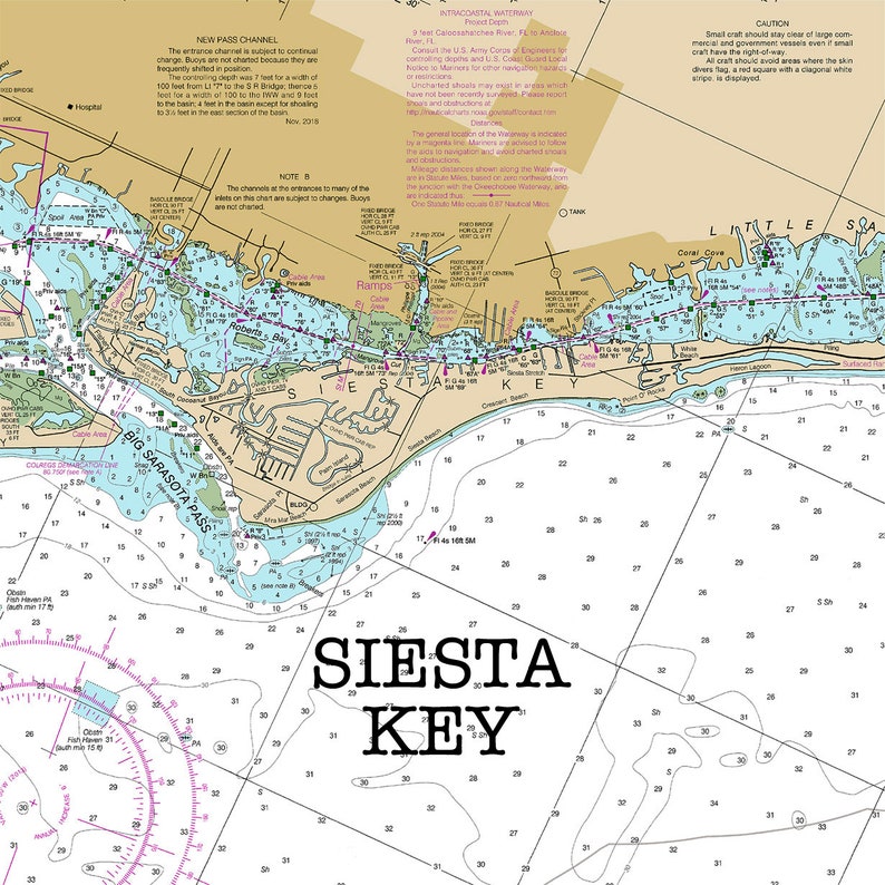 Siesta Key, Map of Florida, Round or Square Coasters, Fisherman Gift ...