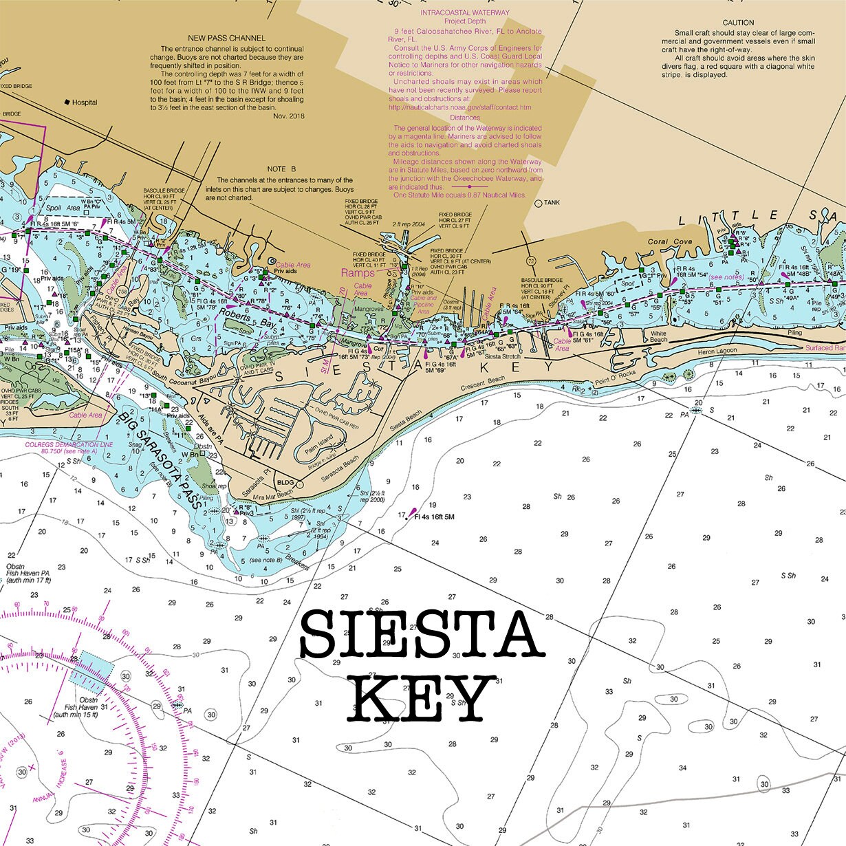 Siesta Key, Map of Florida, Round or Square Coasters, Fisherman Gift ...