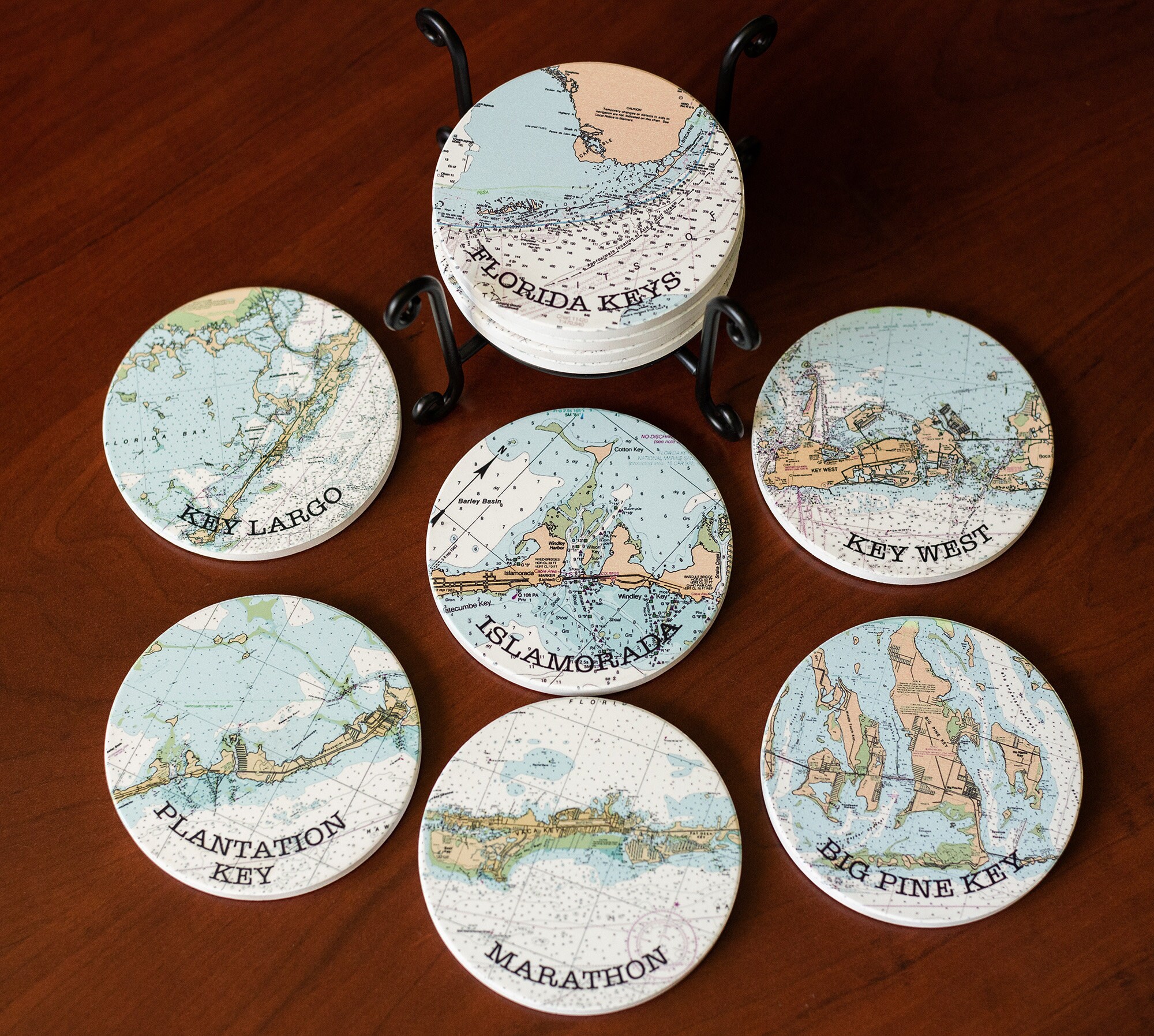 Key Largo Map of Florida Round or Square Coasters Fisherman | Etsy