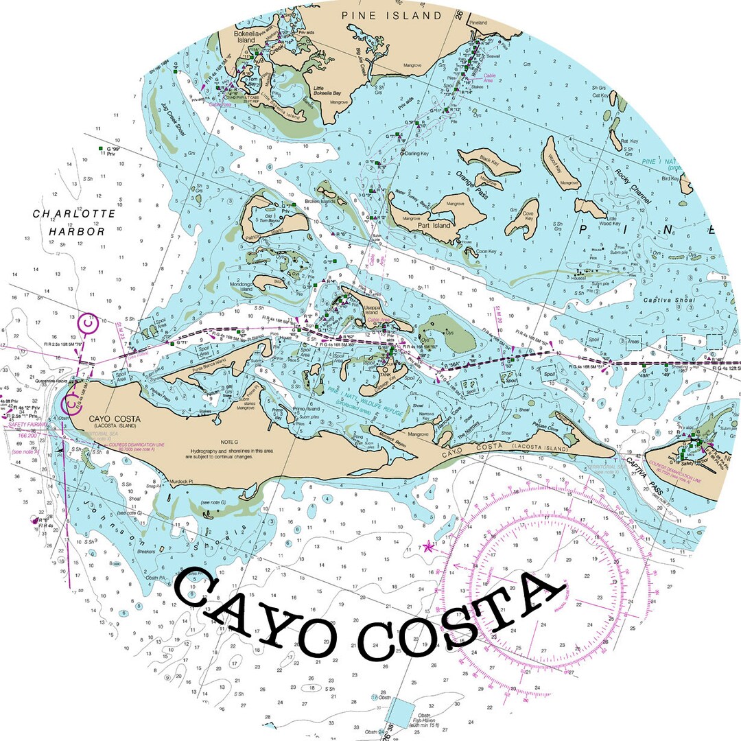 Cayo Costa, Round or Square Coasters, Florida Water, Map of Florida ...