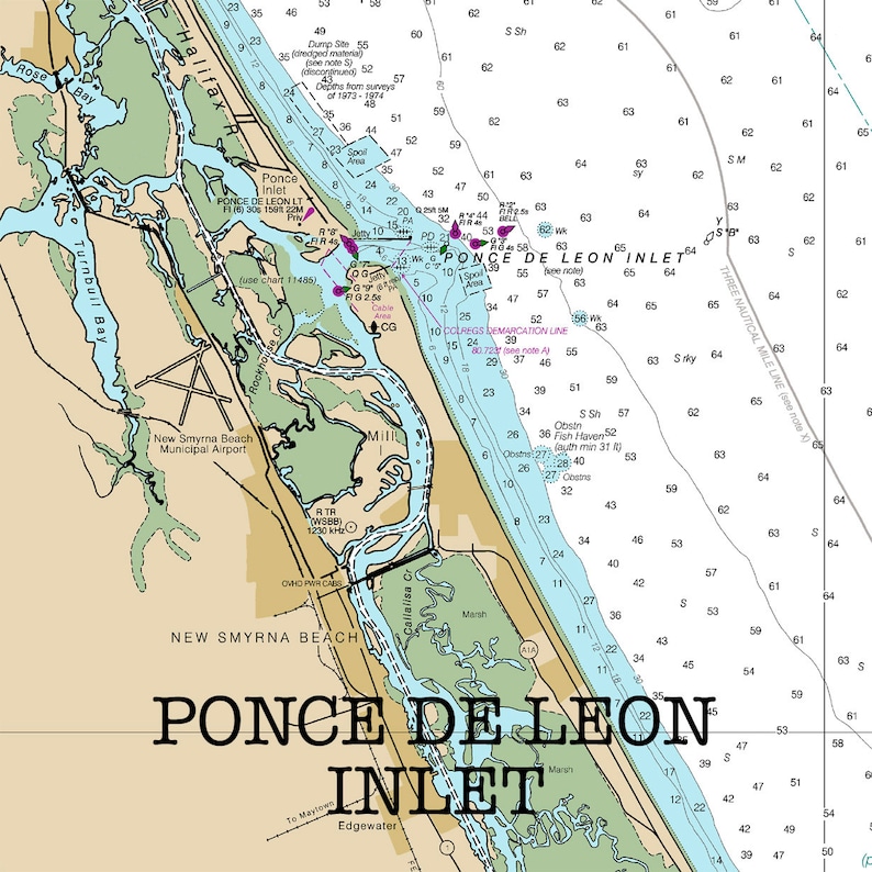 Ponce De Leon Inlet Map of Florida Round or Square Coasters - Etsy