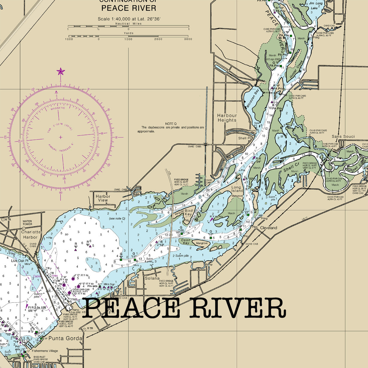 Peace River, Map of Florida, Round or Square Coasters, Fisherman Gift ...