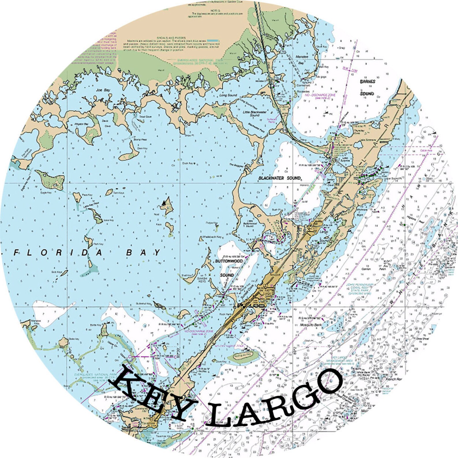 Key Largo, Map of Florida, Round or Square Coasters, Fisherman Gift ...