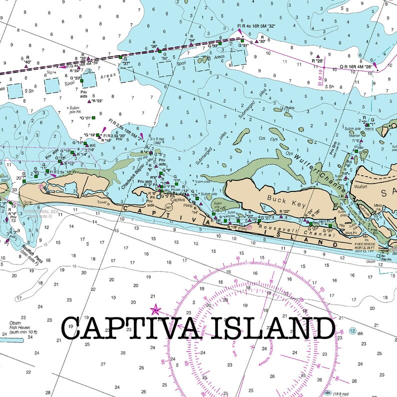 Captiva Island, Round or Square Coasters, Florida Water, Map of Florida ...