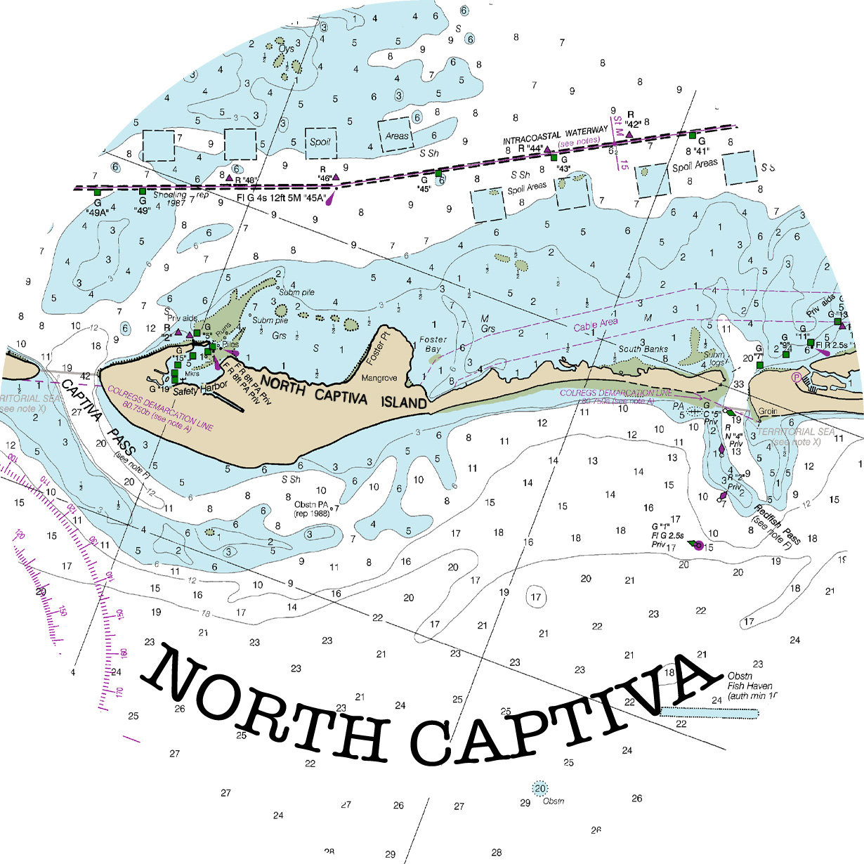 North Captiva Island, Round and Square Coasters, Map of Florida ...