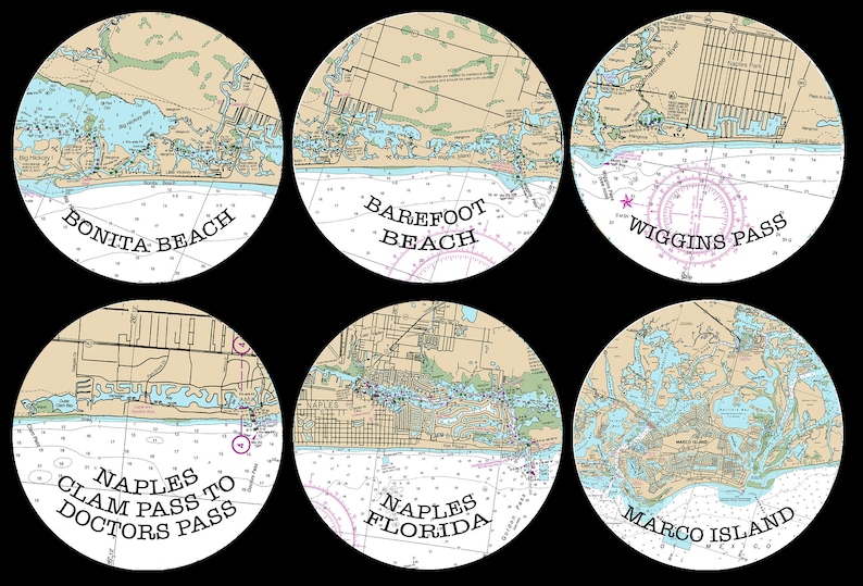 Naples Florida Round and Square Coasters Map of Florida - Etsy New Zealand
