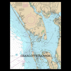Charlotte Harbor, Map of Florida, Nautical Charts, Round or Square ...