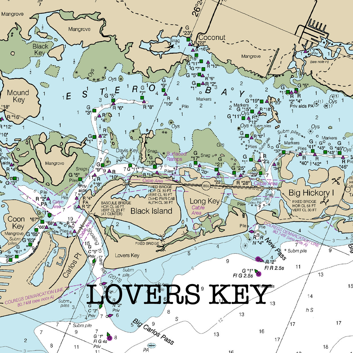 Lovers Key, Florida Water, Map of Florida, Fisherman Gift, Florida ...