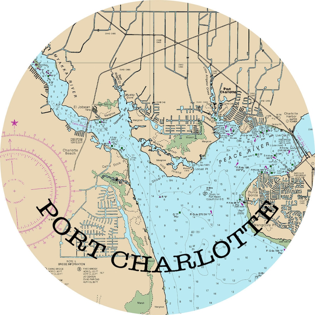 Port Charlotte, Map of Florida, Round or Square Coasters, Fisherman ...