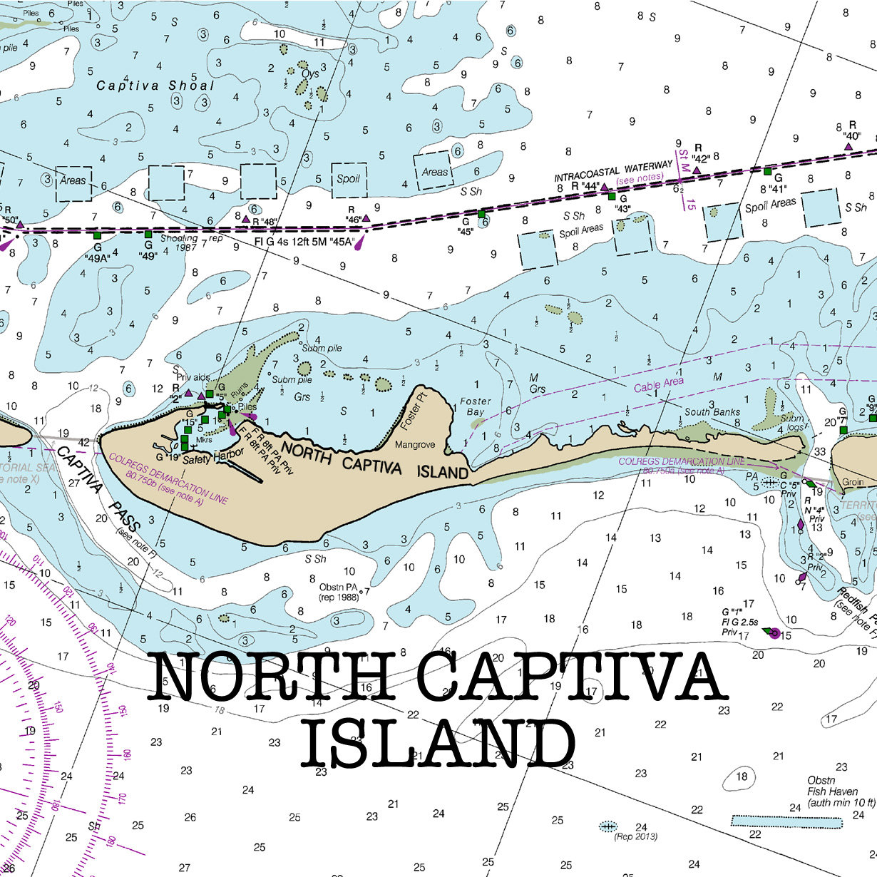 North Captiva Island Map of Florida Round or Square - Etsy