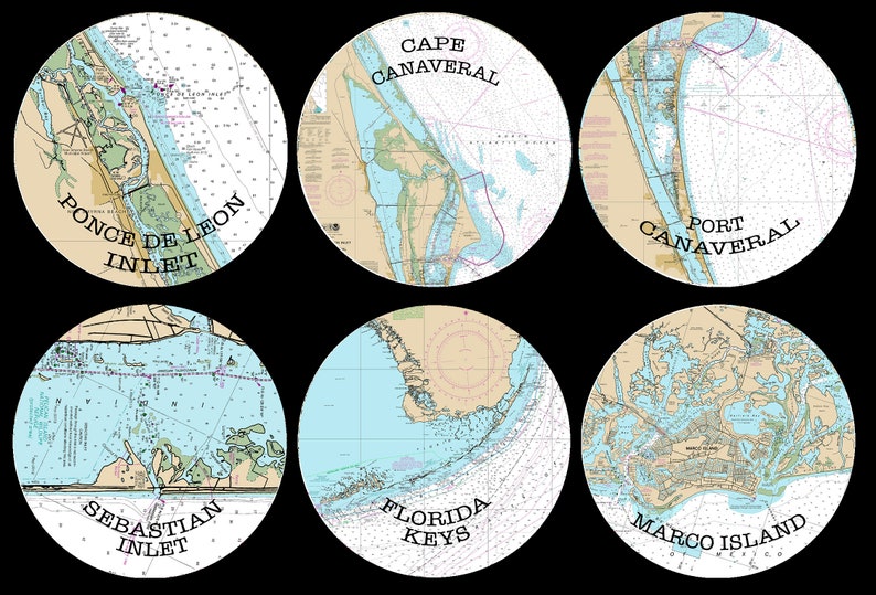 Ponce De Leon Inlet Map of Florida Round or Square Coasters - Etsy