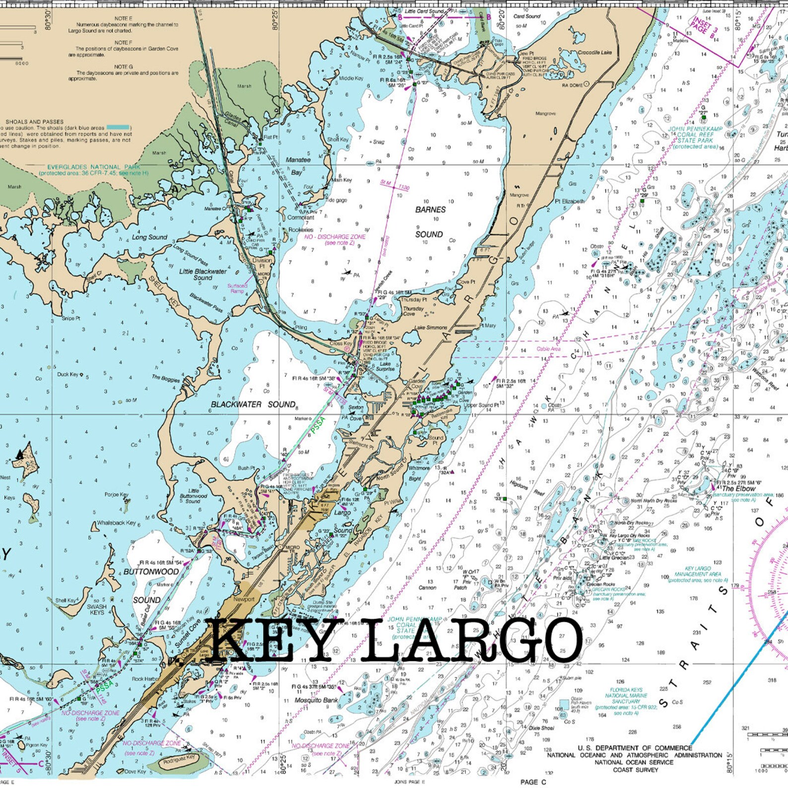 Key Largo, Map of Florida, Round or Square Coasters, Fisherman Gift ...