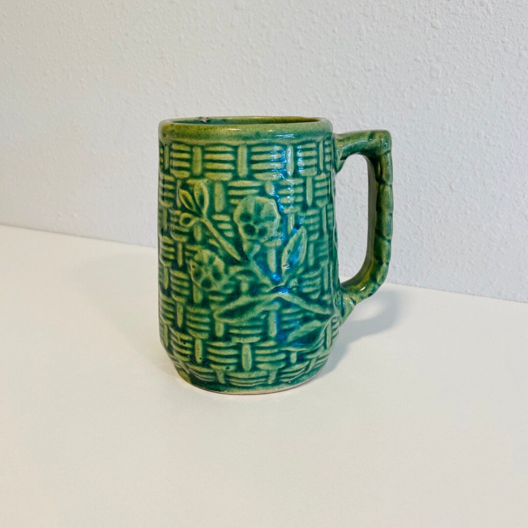 Vintage Mccoy Pottery Green Willow Ware Basketweave Mug Circa 1920's - Etsy