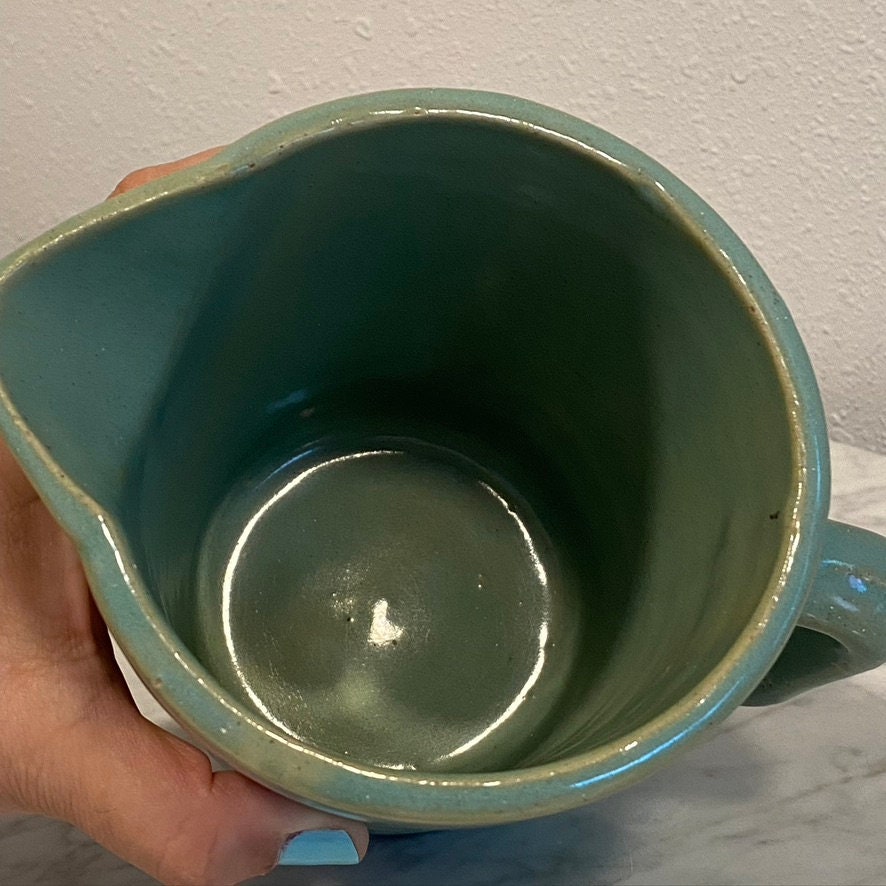 Vintage USA Pottery Green Ringed Batter Pitcher Circa 1930-1940 - Etsy