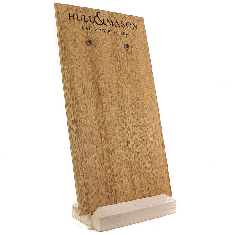 Custom Wood, Menu Display Board With Laser Engraved Logo and Base, Self ...