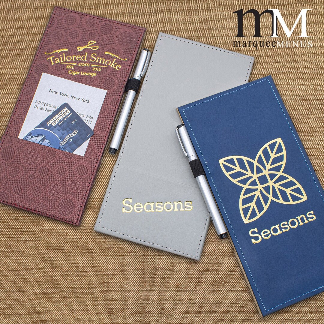 Leather & Fabric Custom Check Presenter With Pocket and Pen Holder free ...