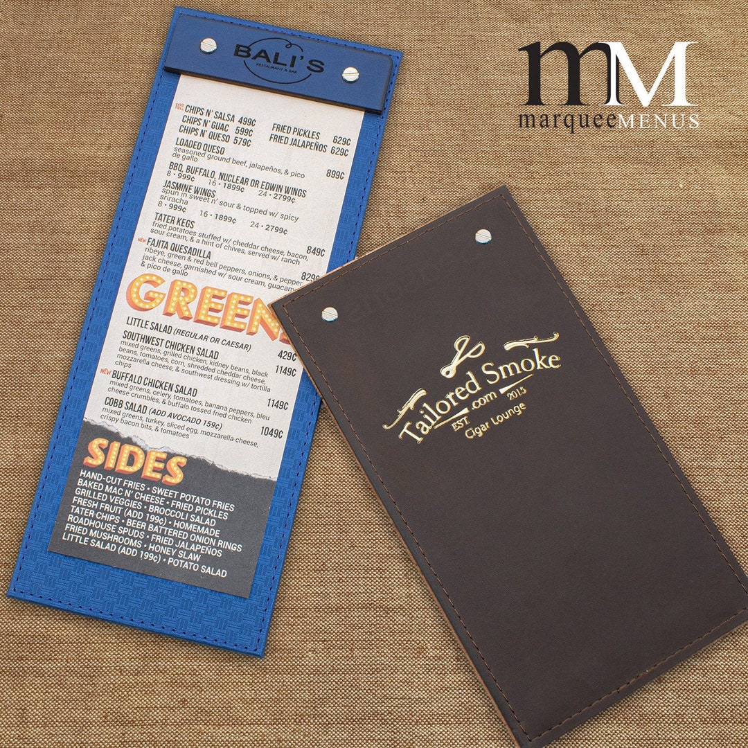 Leather and Fabric Menu Board With Screw Post and Header free Laser ...