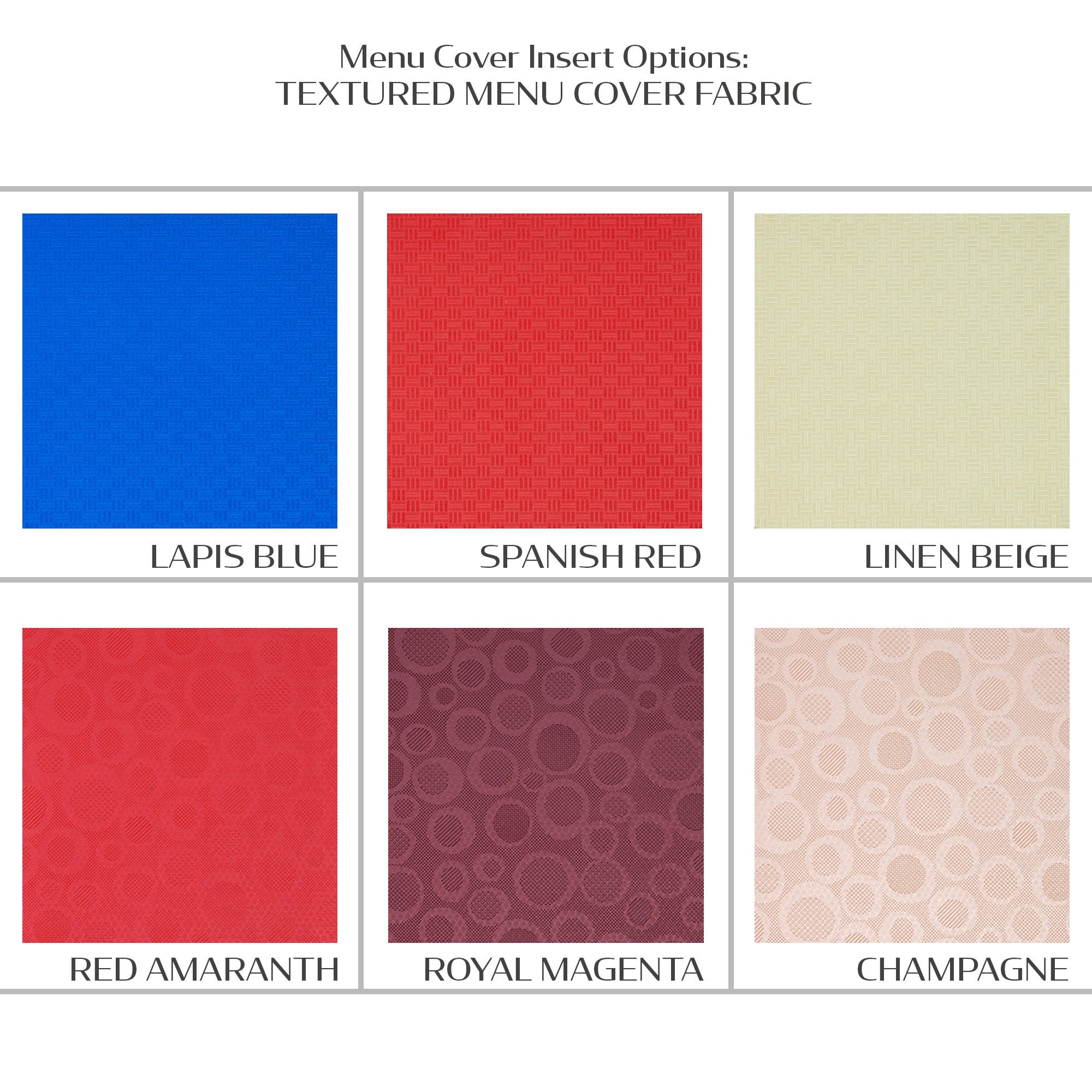 Custom Leather and Fabric Menu Cover With Corner Tab Inserts free Laser ...