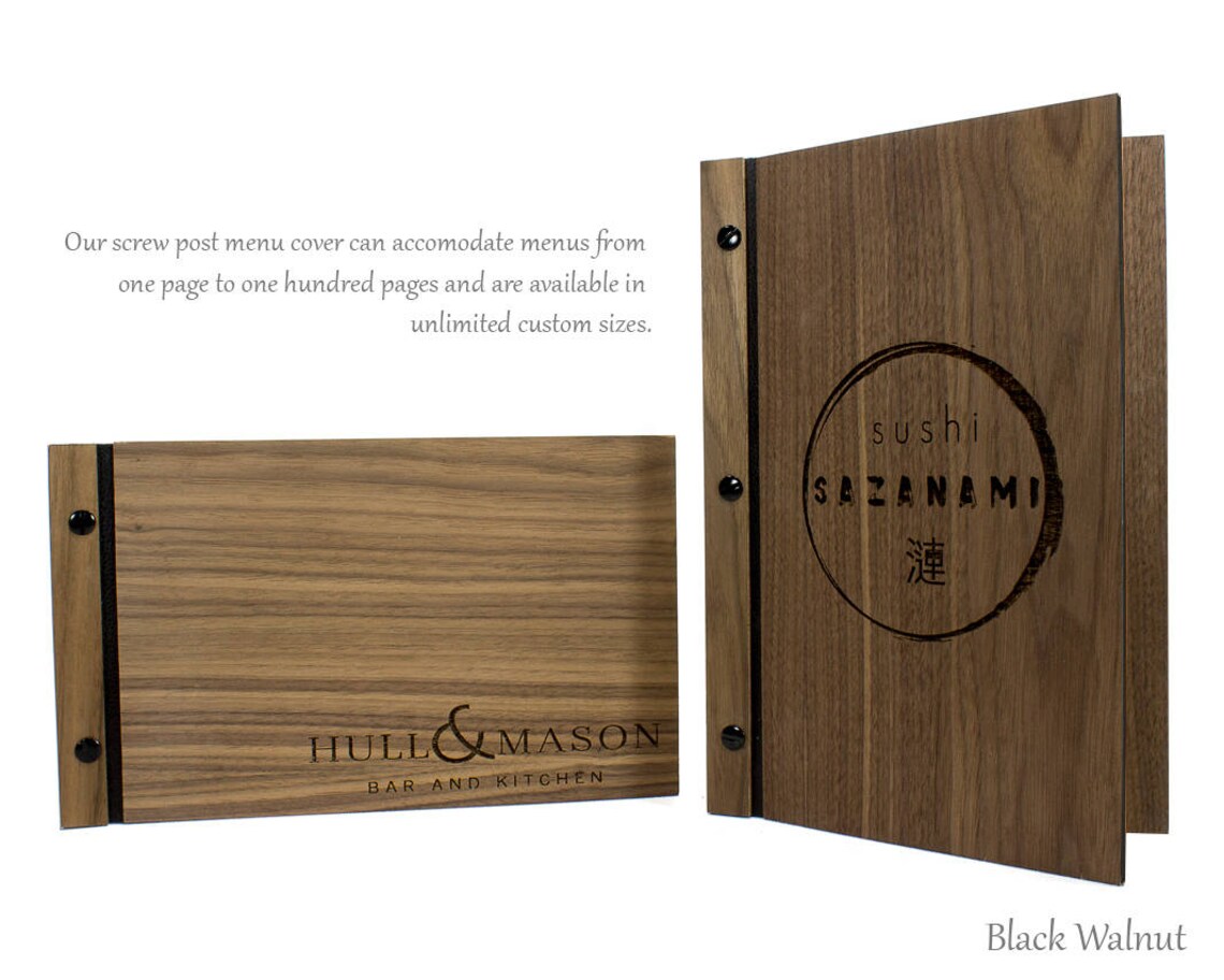 Custom Menu Cover With External Screw Post Binding Free Laser Engraving ...