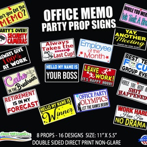 Office Memo Photo Prop Signs Double Sided Free Shipping - Etsy