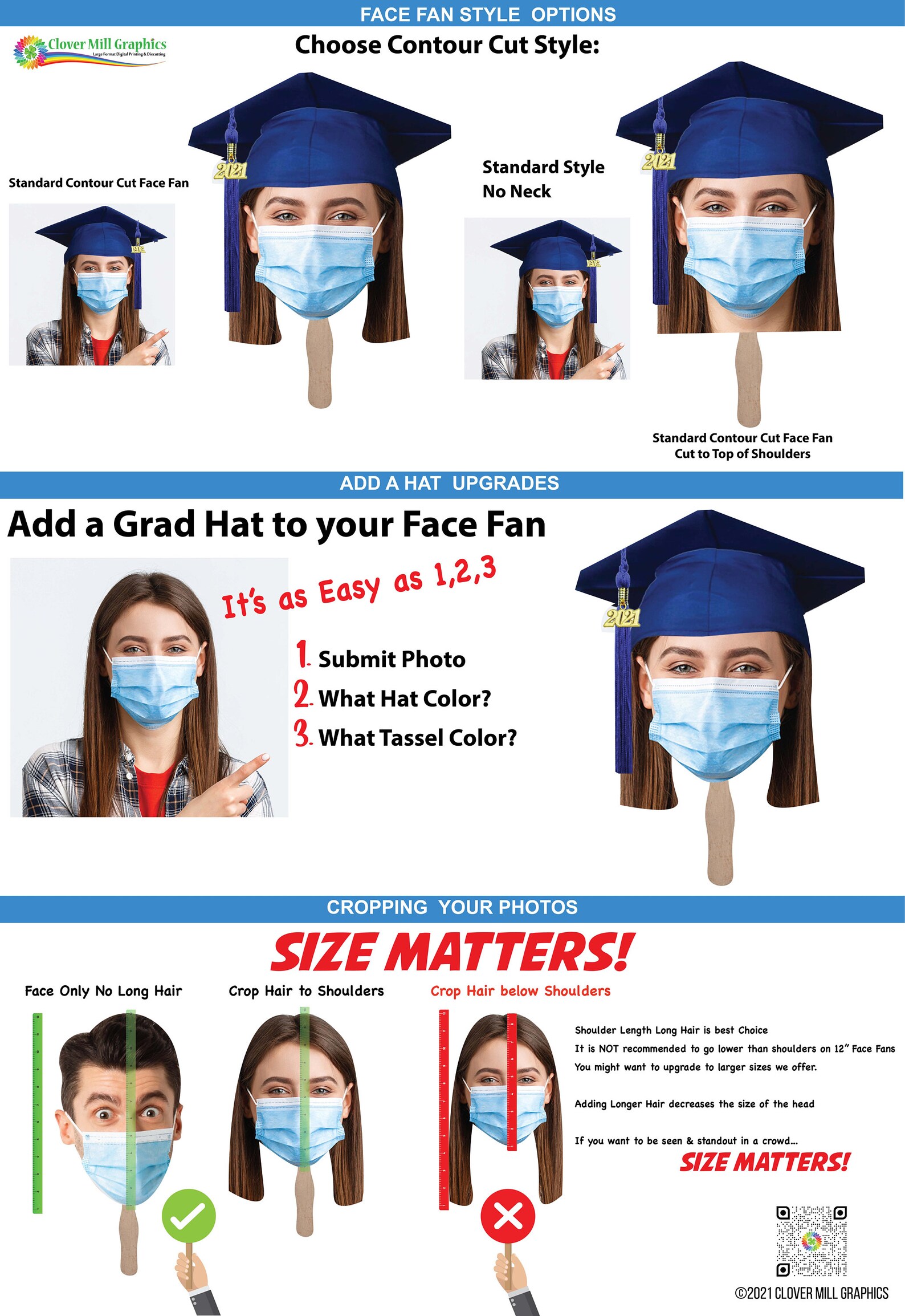 Grad Face Fans Graduation Faces on a Stick Class of 2023 - Etsy España