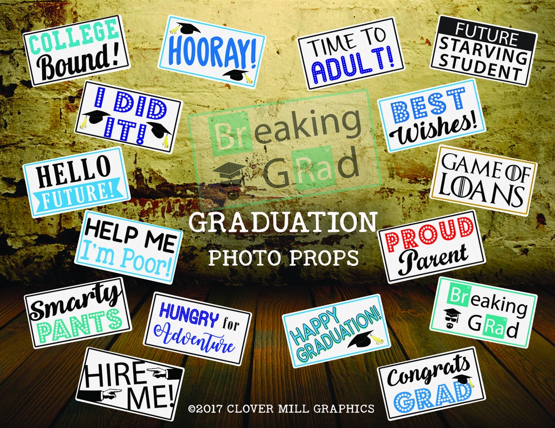 Graduation Breaking Grad Photo Props Double Sided Props Free Shipping ...