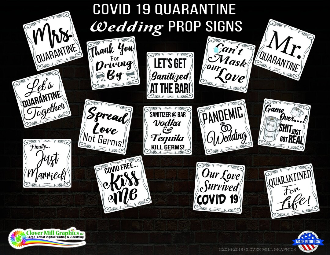 Wedding Photo Booth Prop Signs Quarantine Pandemic Theme - Etsy