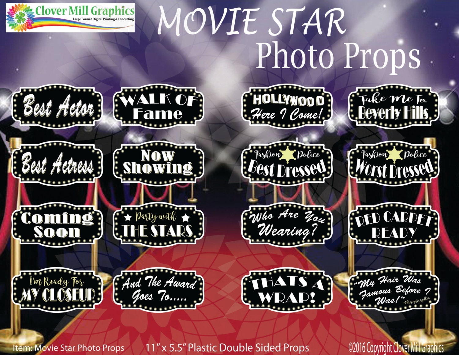 Hollywood Party Photo Props Ocsar Party | Etsy