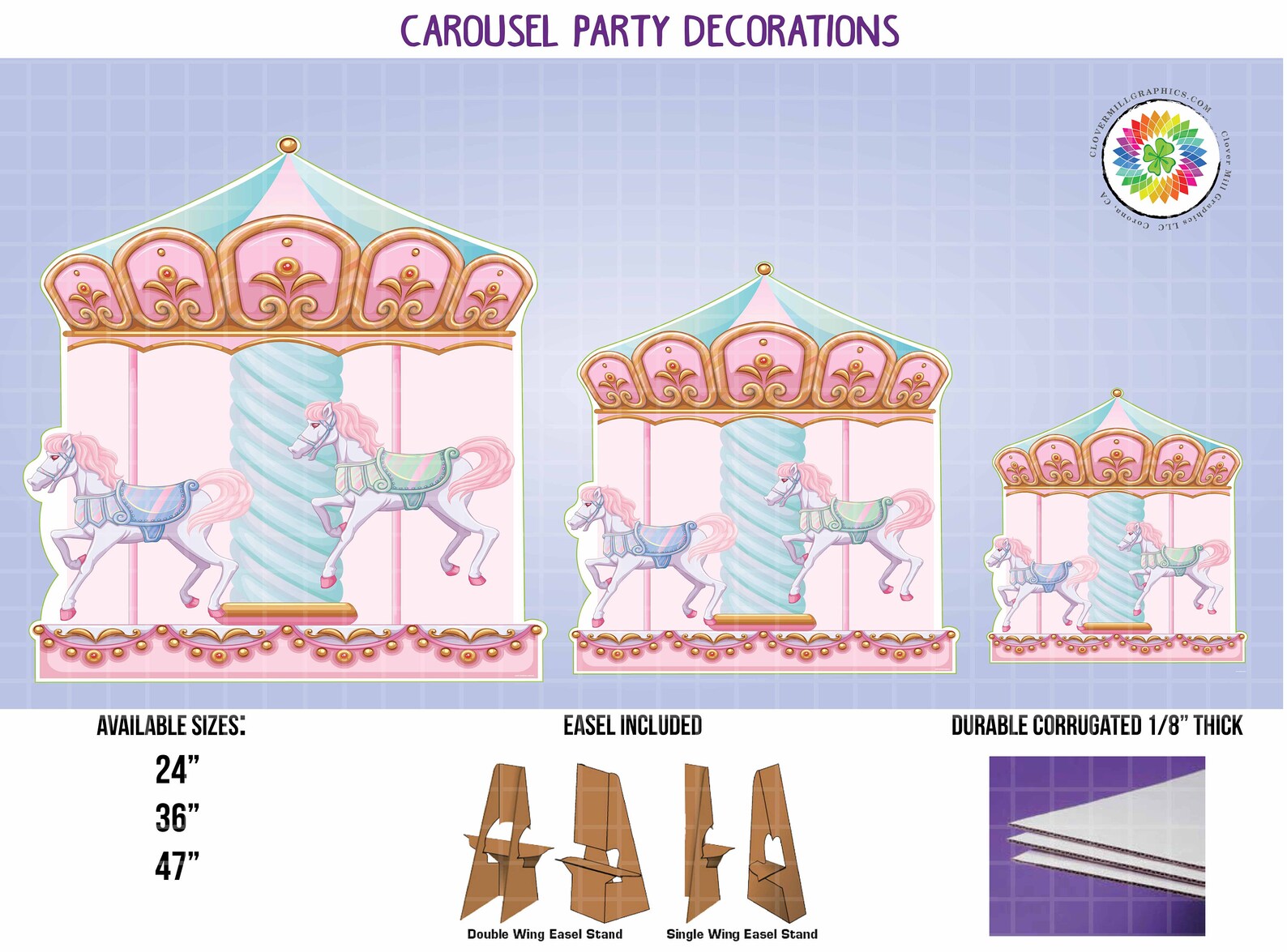 Carousel Pastel Party Decoration Includes Easel Quick Ship | Etsy