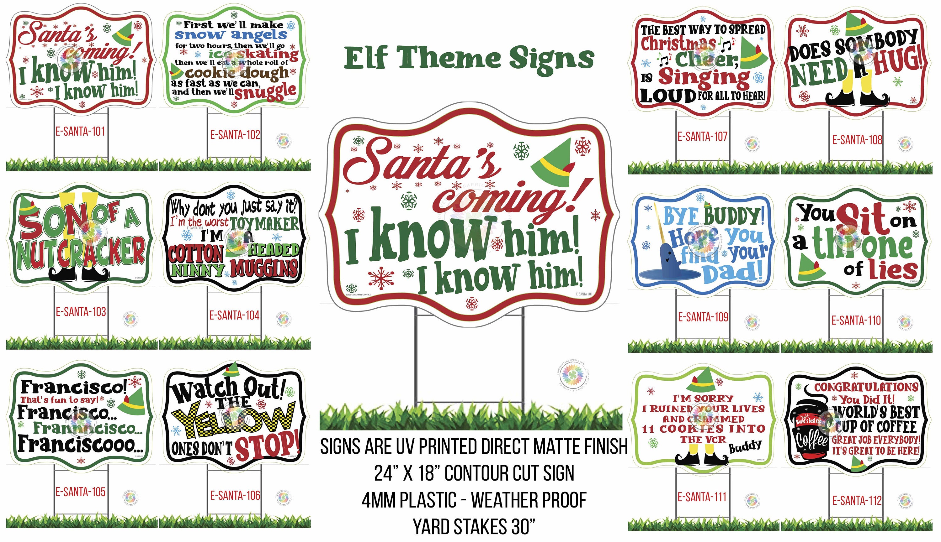Elf Movie Theme Christmas Yard Signs Quick Ship - Etsy