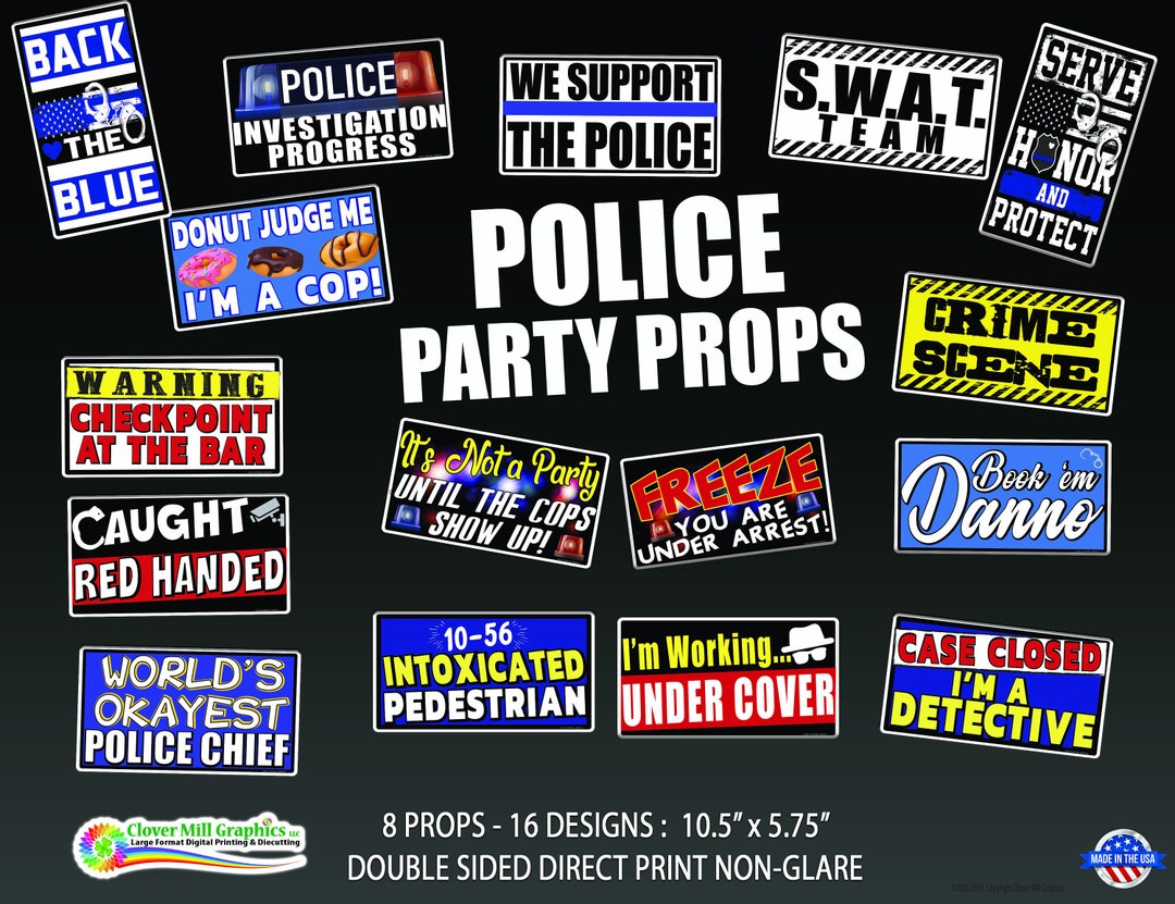 Police Party Photo Booth Prop Signs - Etsy