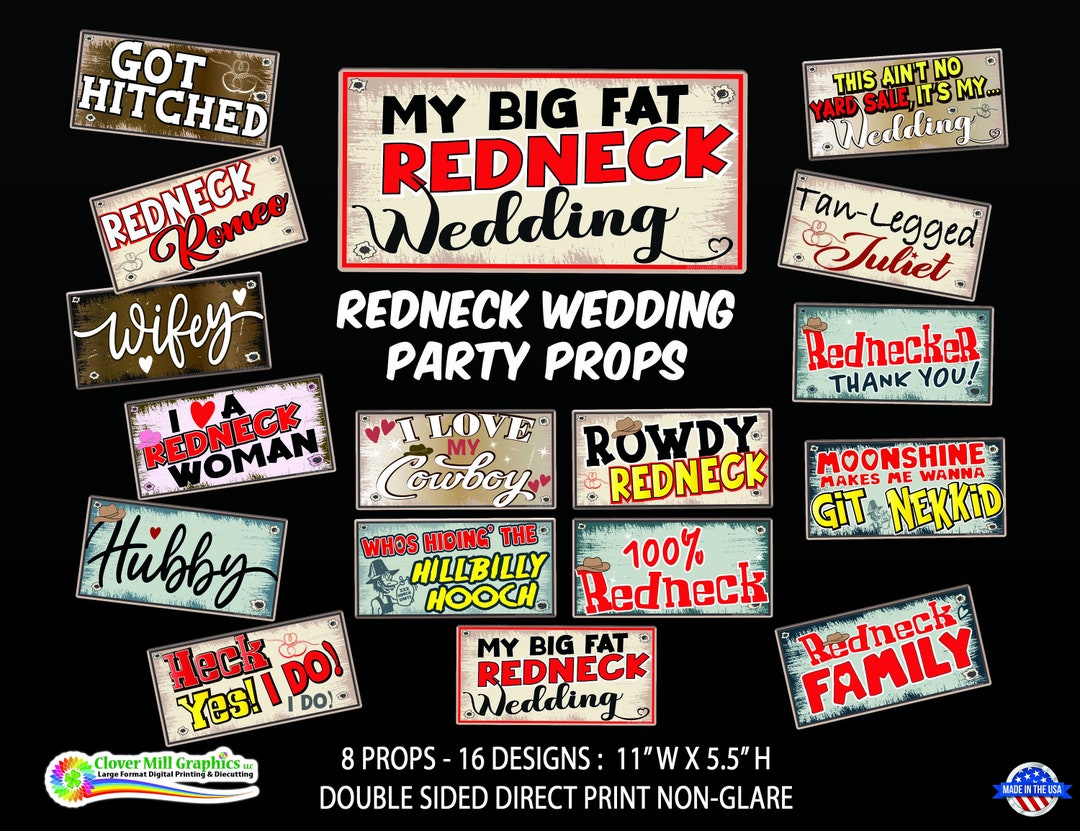 Big Fat Redneck Wedding Photo Booth Prop Signs - Free Shipping - Etsy
