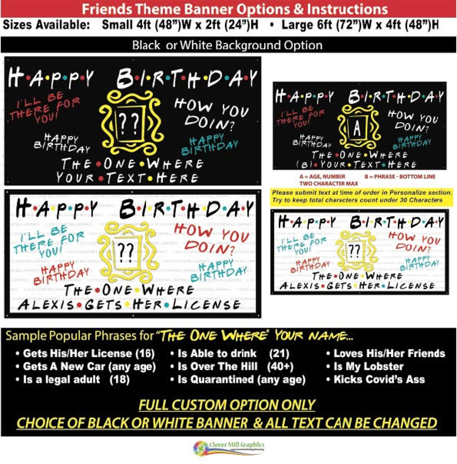 Friends Themed Birthday Banners Customizable Quick Ship - Etsy