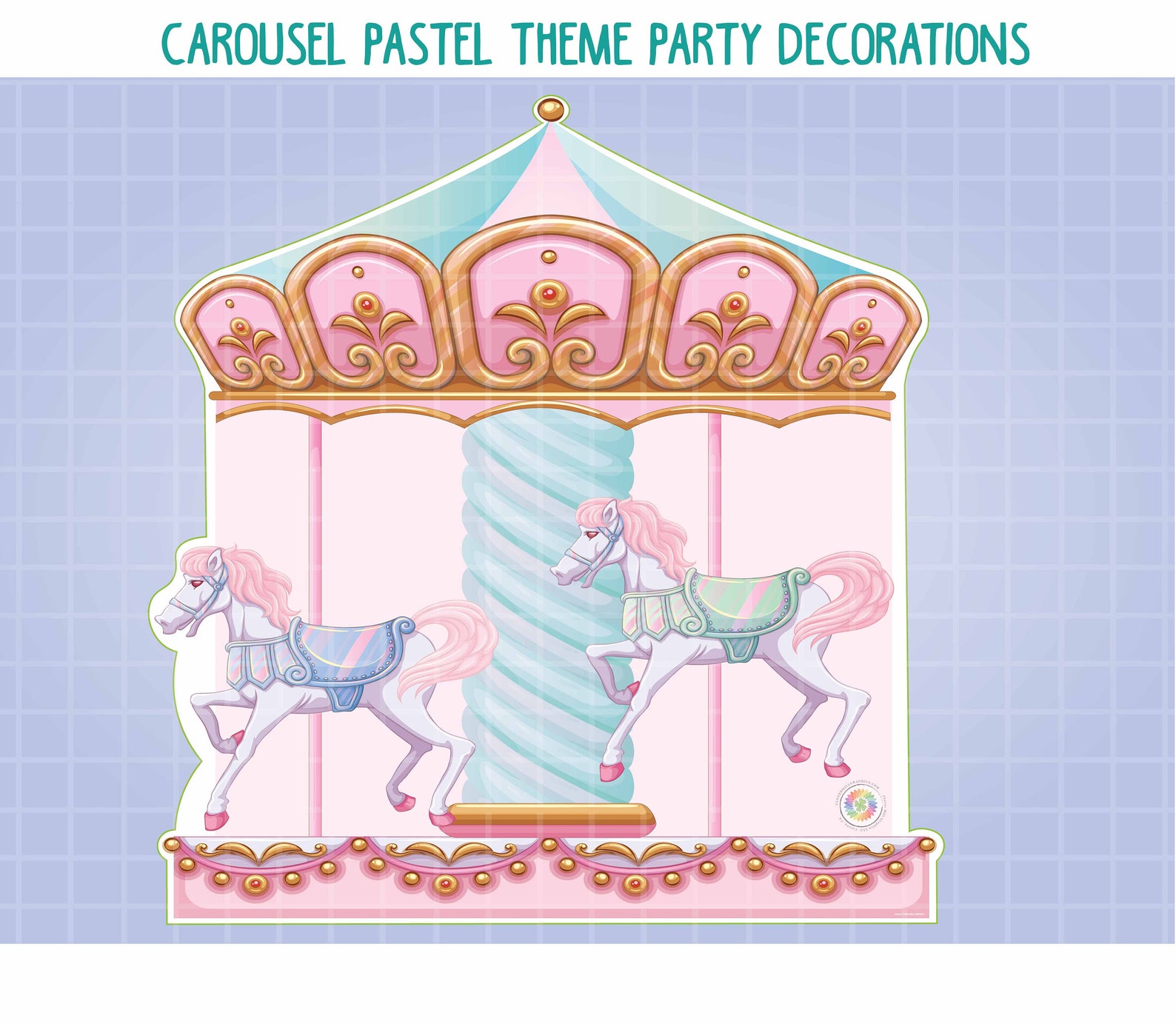 Carousel Pastel Party Decoration Includes Easel Quick Ship - Etsy