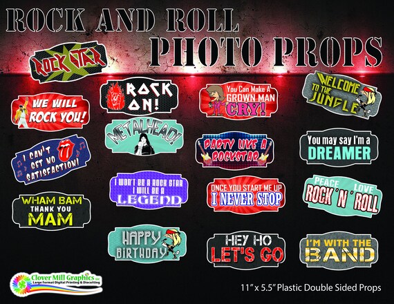 Rock & Roll Party Photo Props | Etsy