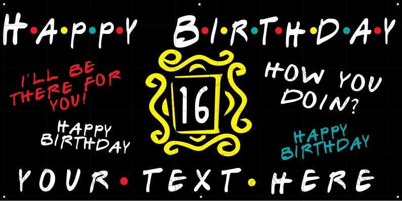 Friends Themed Birthday Banners Customizable Quick Ship - Etsy