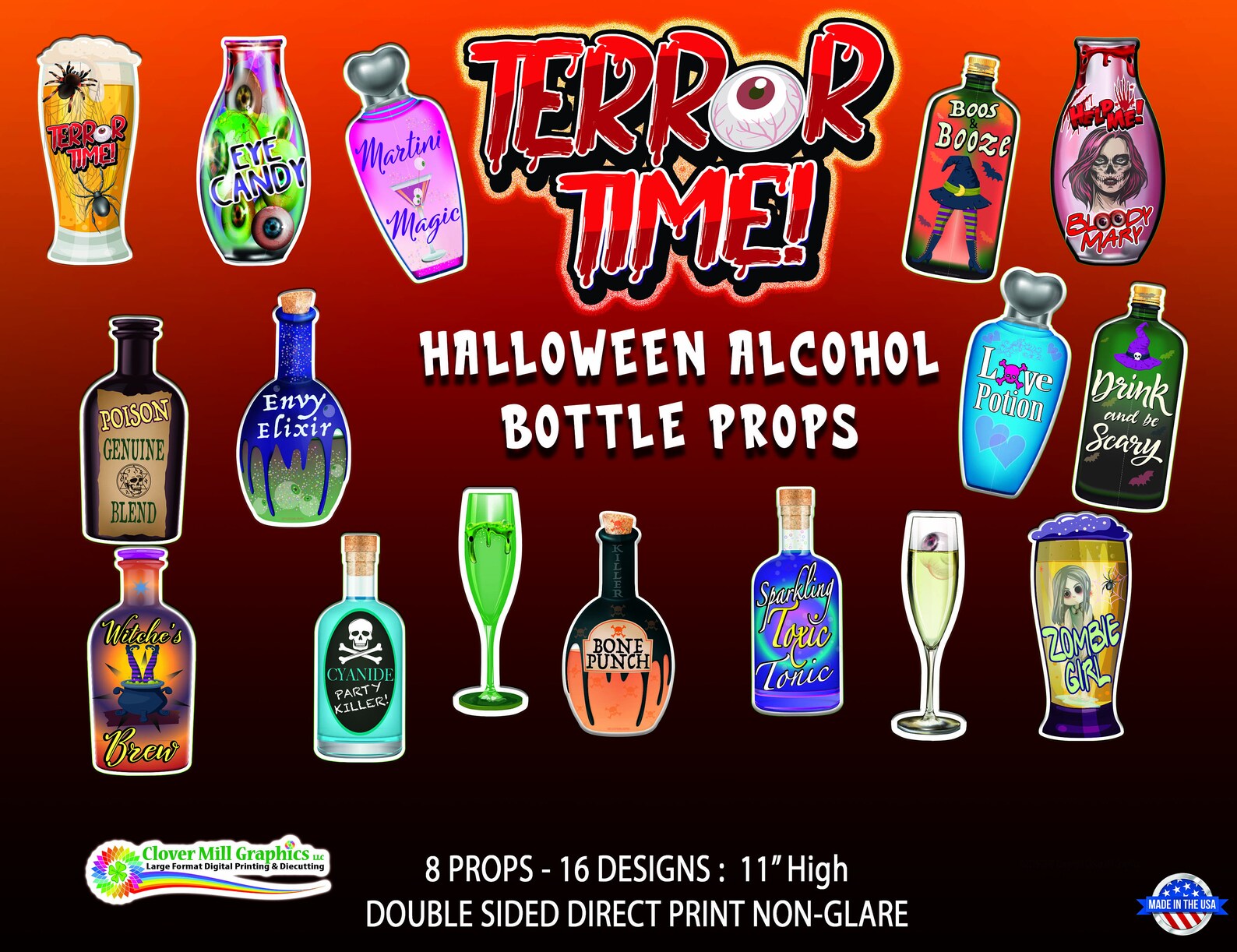Halloween Alcohol Bottle Props Terror Time - Etsy